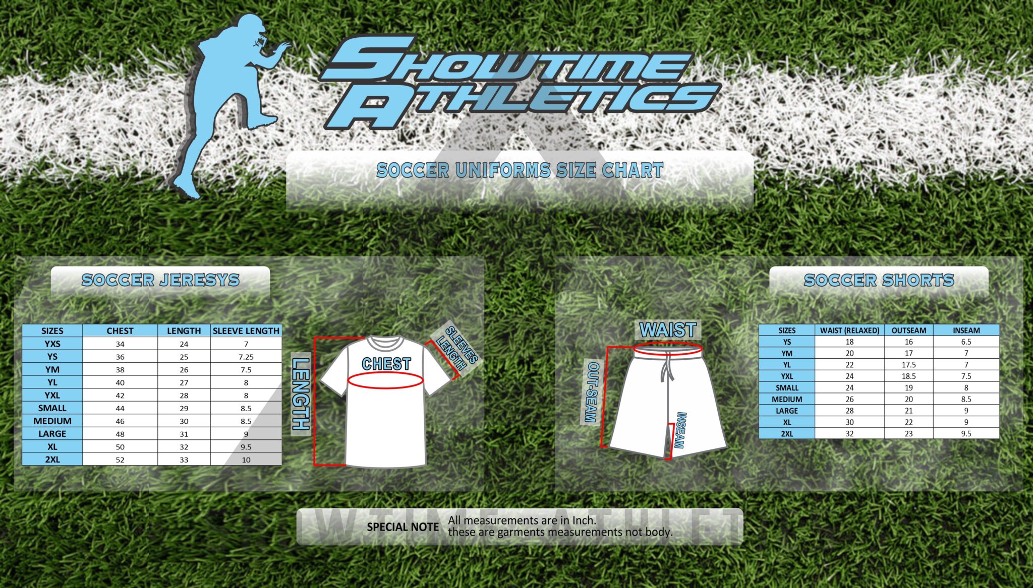 Size Guide – SHOWTIME ATHLETICS